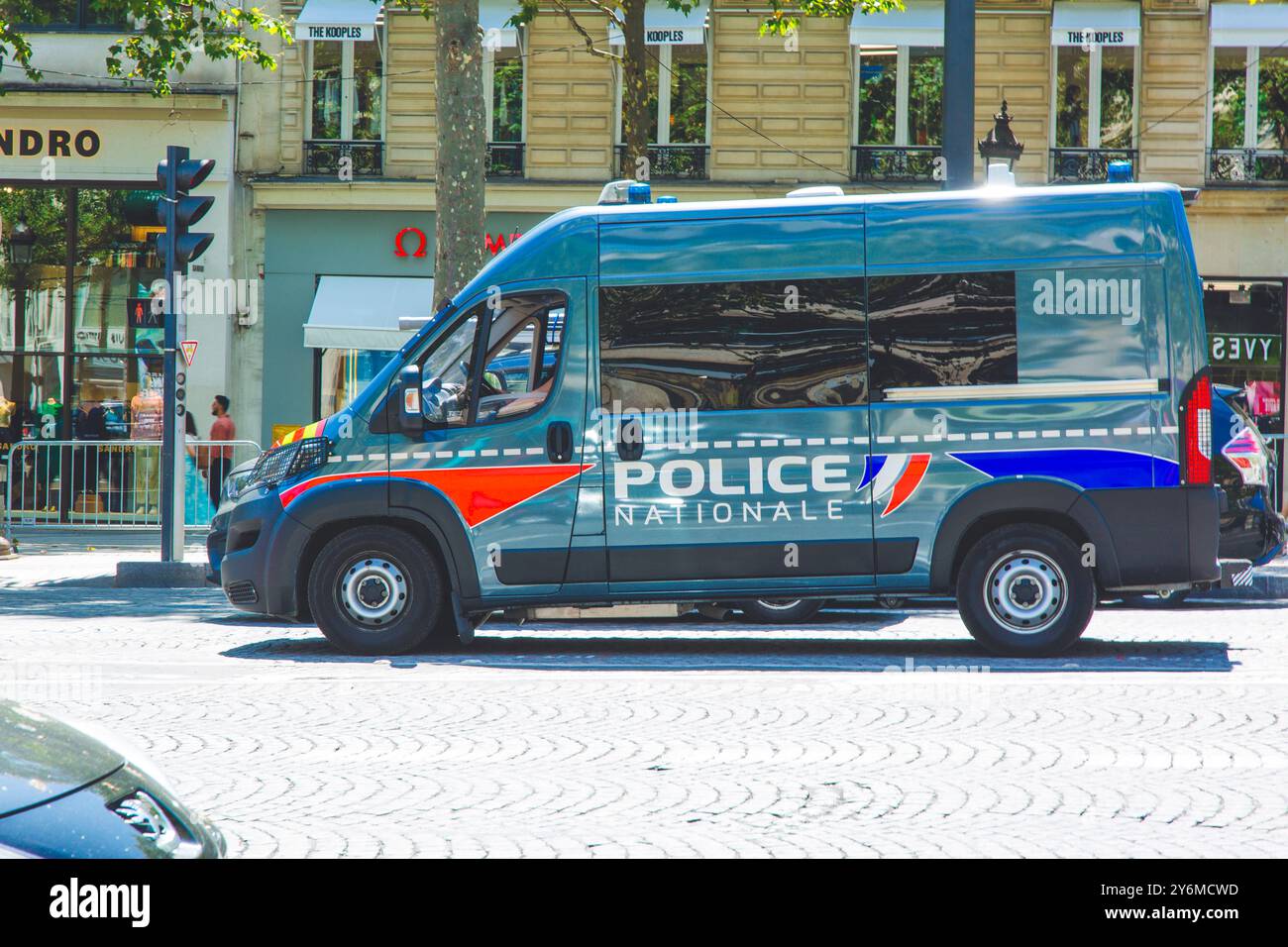 France, Paris, national police vehicles, stopped at a red light Stock ...