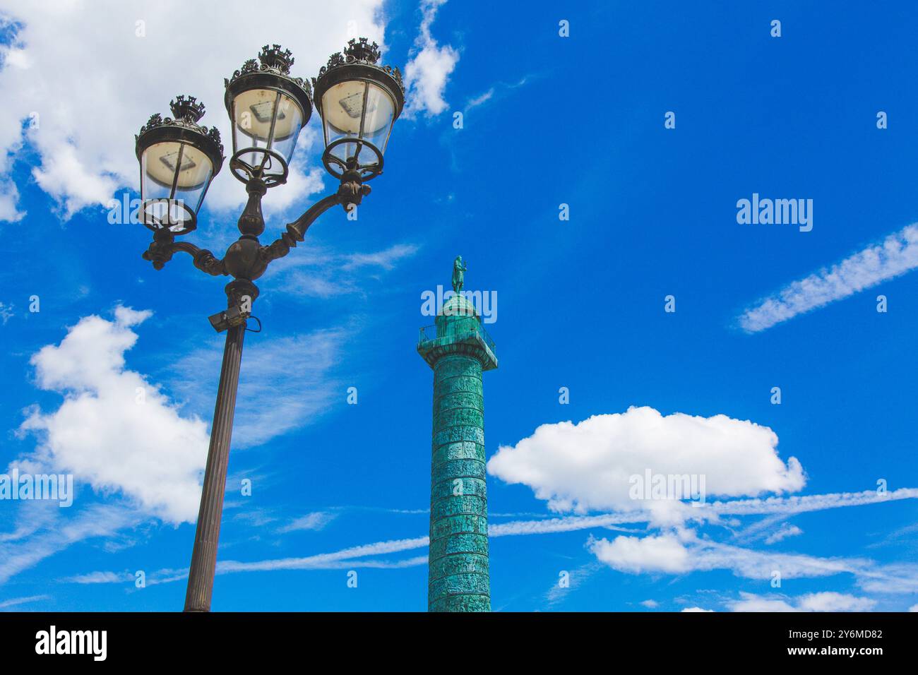France, Paris, Place Vendome, Vendome column, statue of Napoleon I ...
