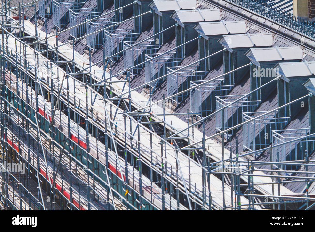France, Paris, renovation works of a Haussmanian building with ...