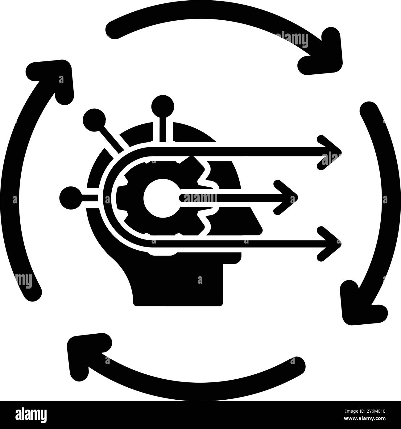 business , creative solution, human brain and settings icon Stock ...
