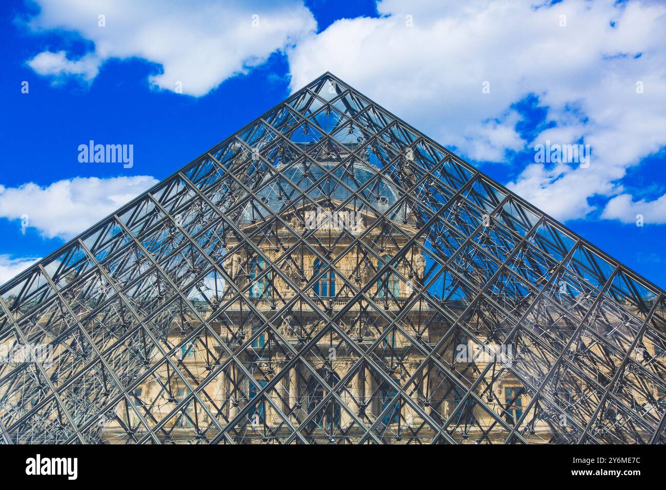 France, Paris, 1st district. Louvre Museum. Pyramid. Richelieu Pavilion ...