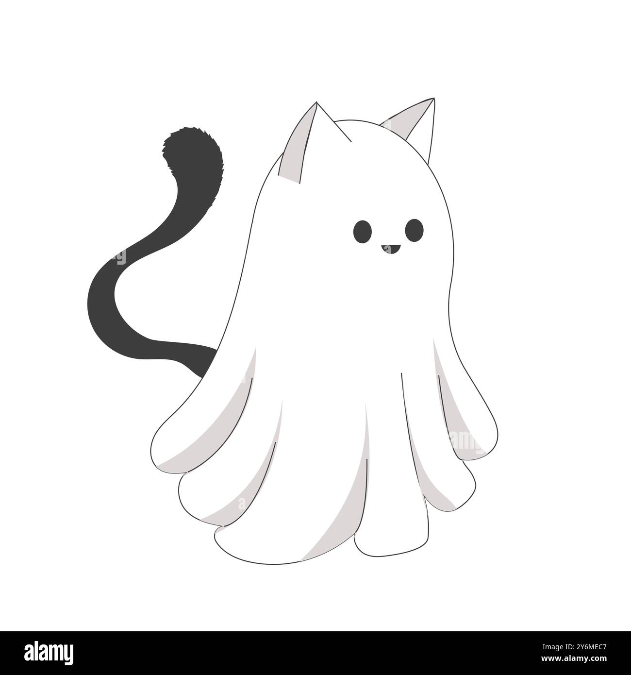 Halloween ghost cat cute doodle characters in costumes cute spooky ...
