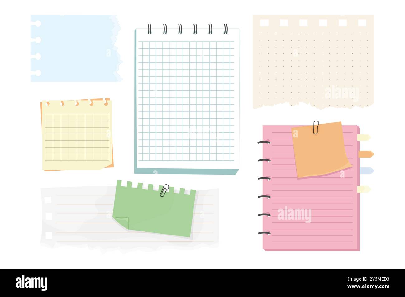 Memo notes, paper for note with clip, postit. Planner notebook page ...