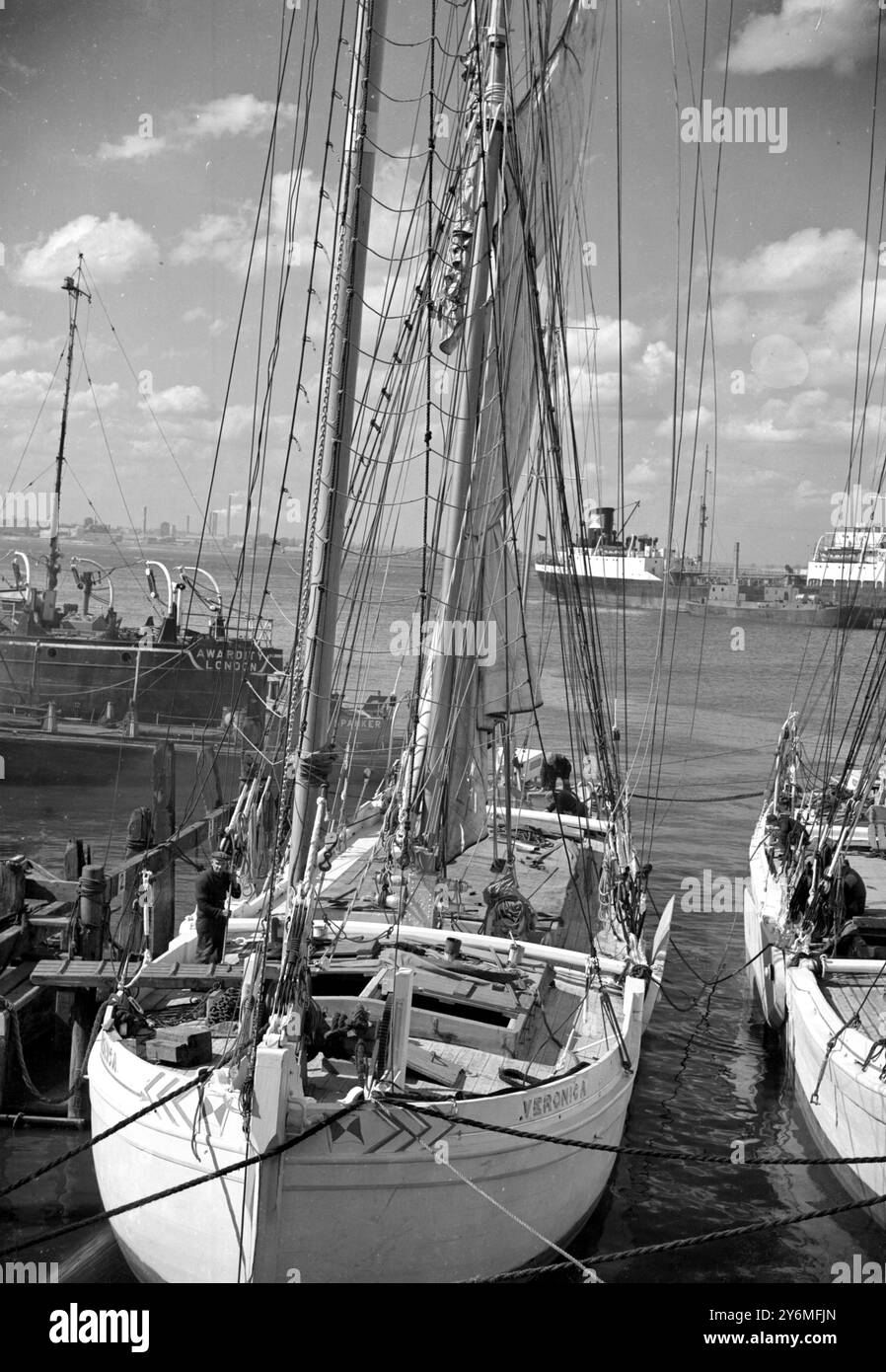Barge race preparations on the River Thames off Greenhithe, Kent. 24 ...