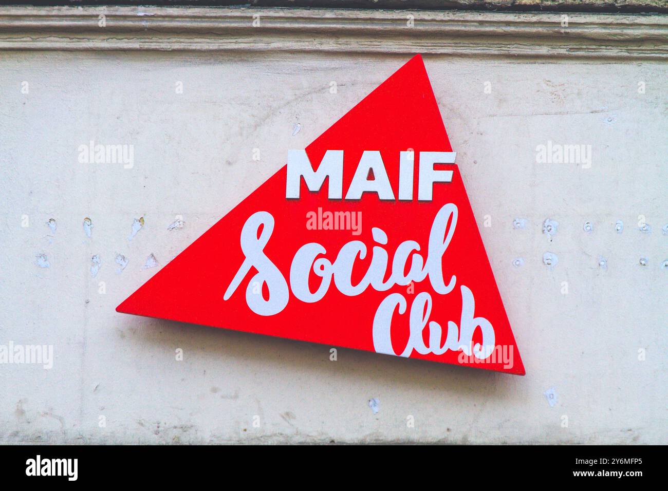 France, Paris, sign, MAIF social club Stock Photo - Alamy