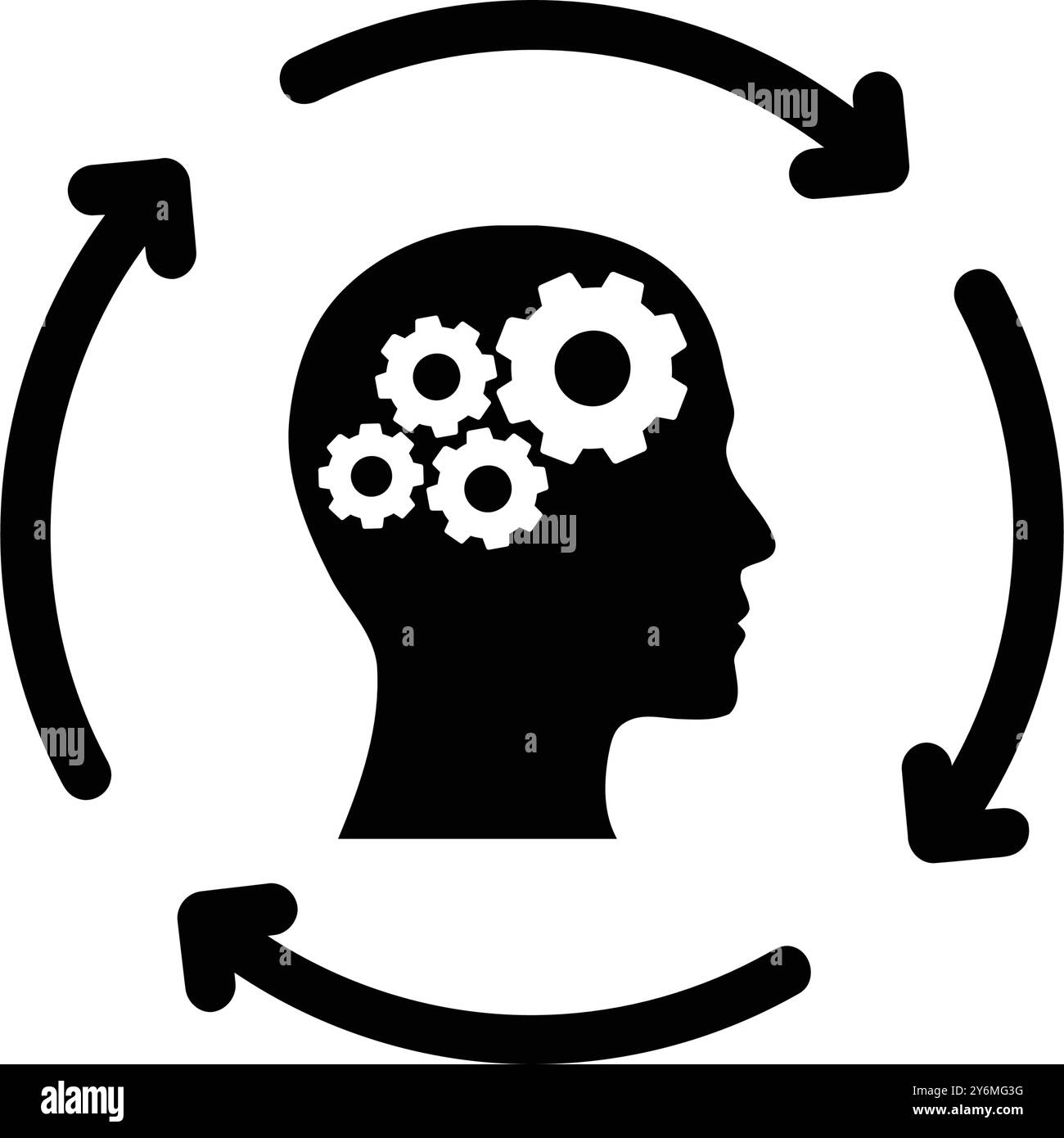 business , creative solution, human brain and settings icon Stock ...