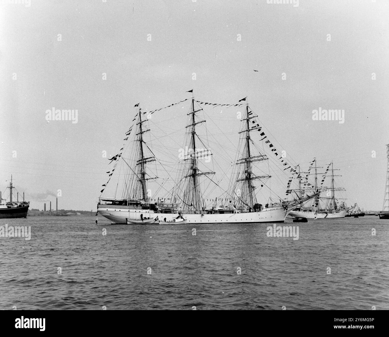 Tall ships on the River Thames off Greenhithe, Kent. 21 July 1962 Stock ...