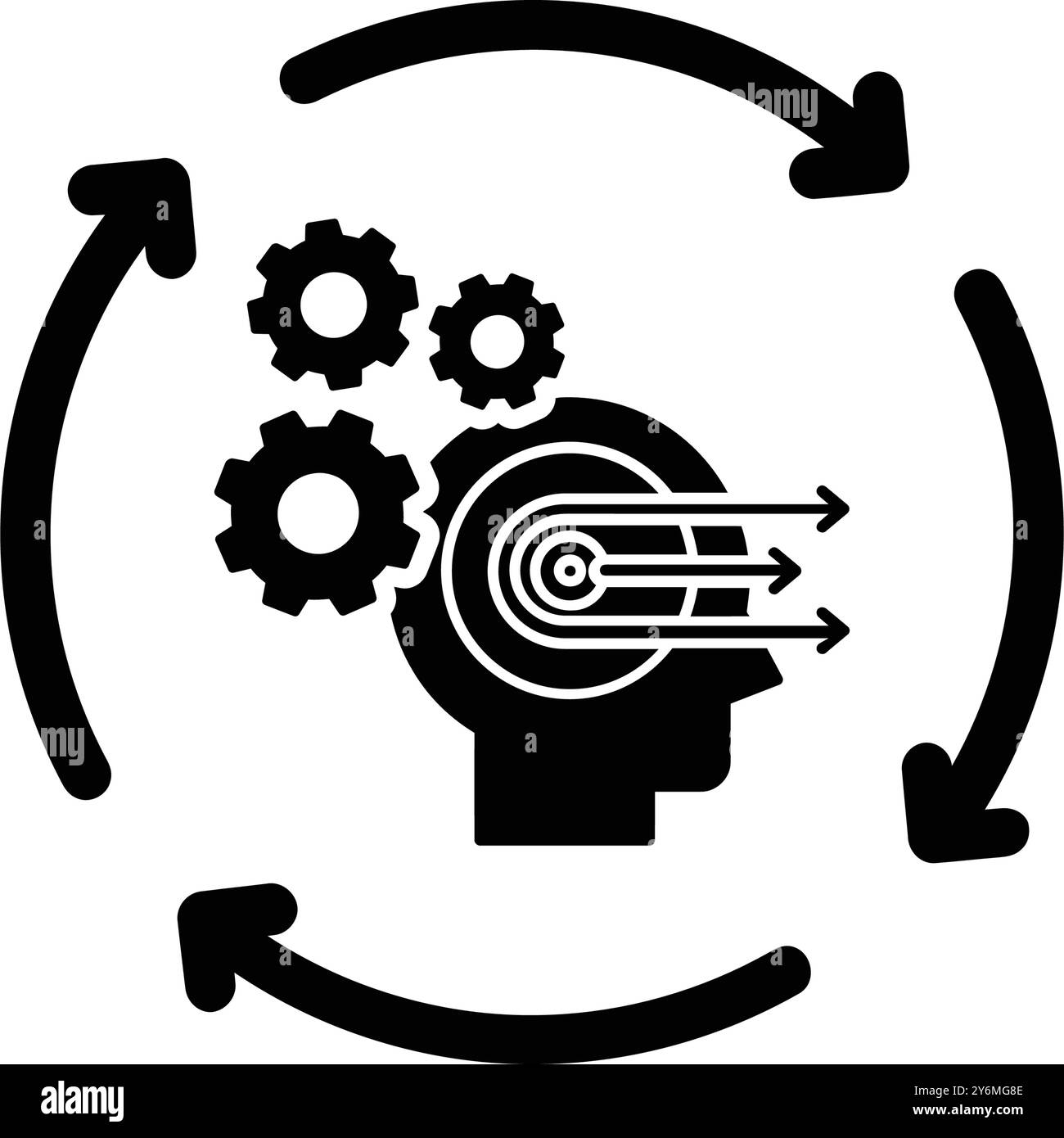 business , creative solution, human brain and settings icon Stock ...