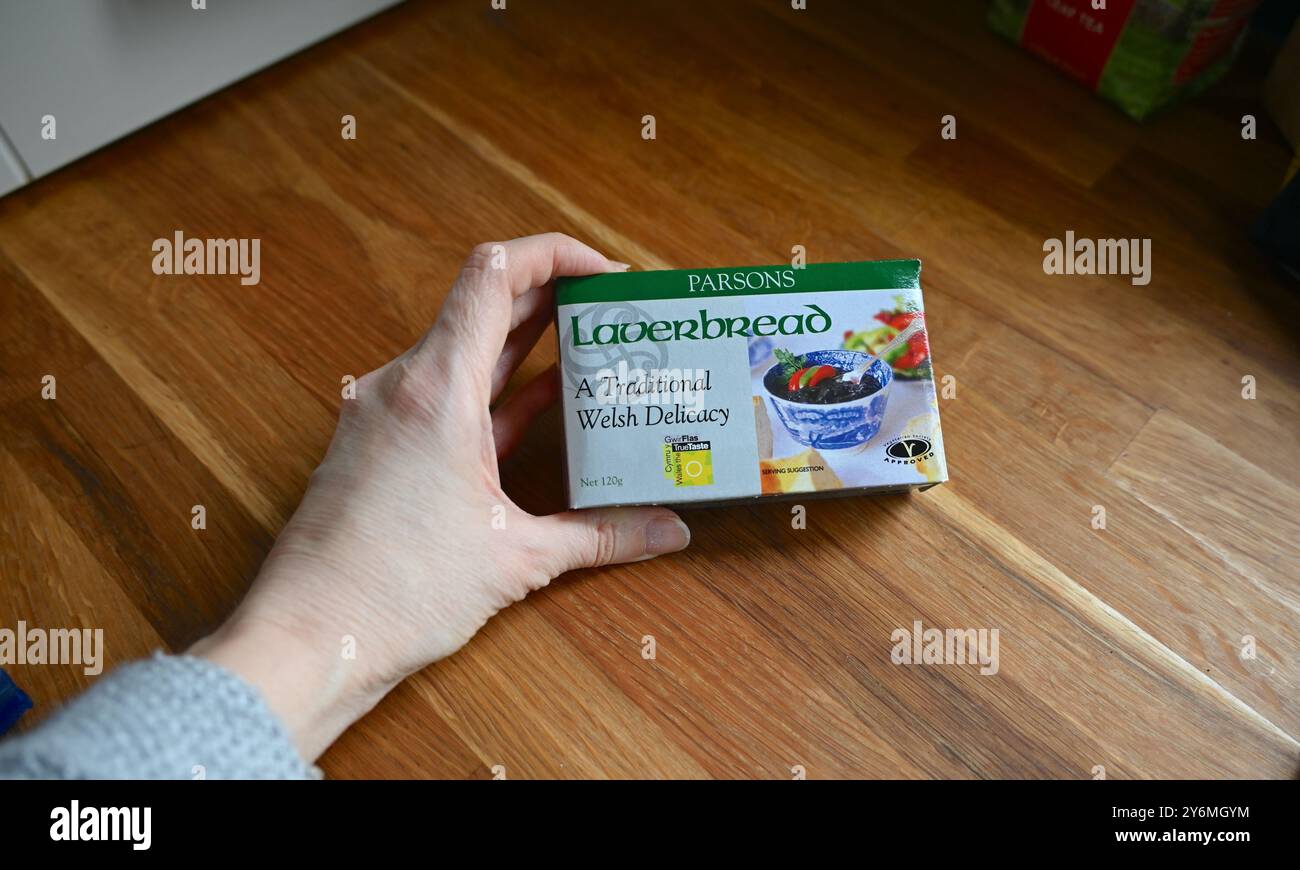 Packed delicatessen Welsh laverbread in kitchen interior Stock Photo ...