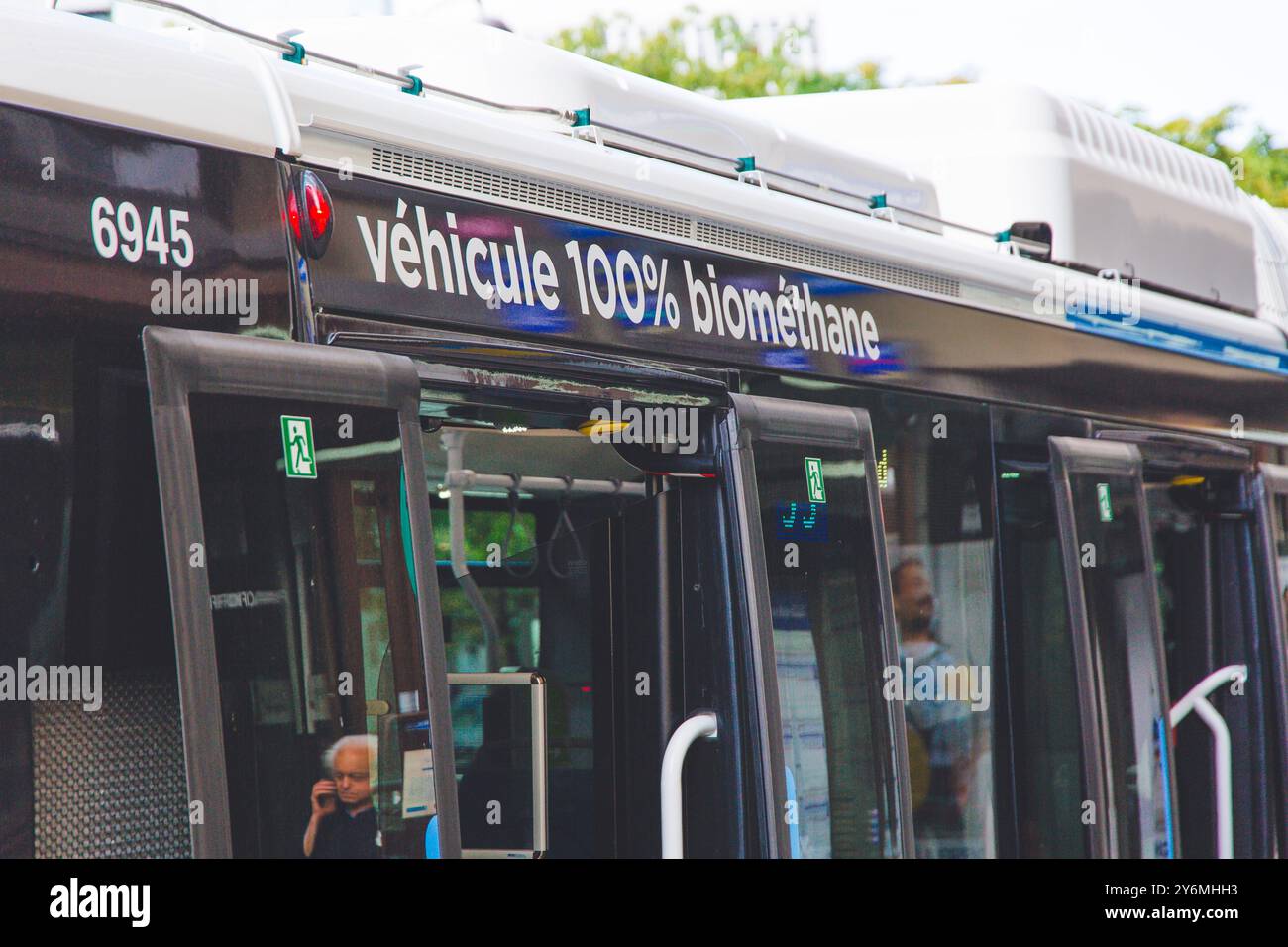 France, Ile-de-France, Paris, transport bus, powered by biomethane ...