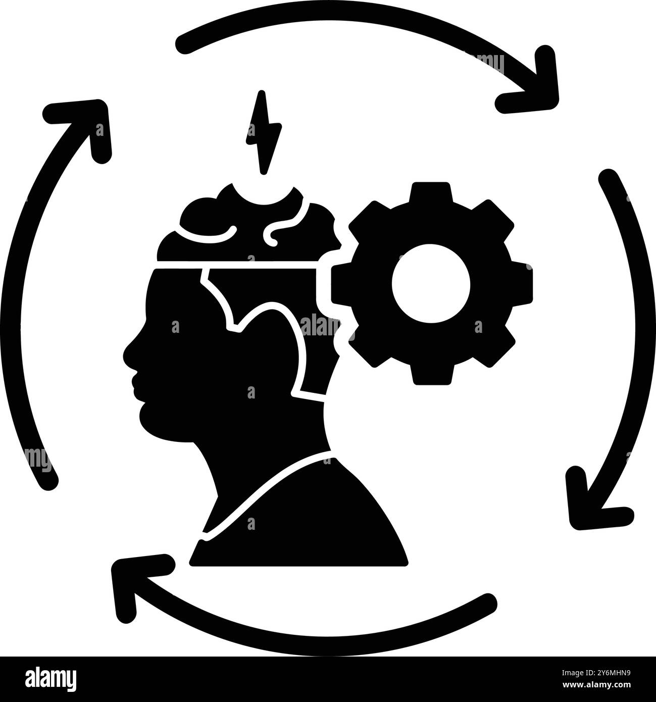 business , creative solution, human brain and settings icon Stock ...