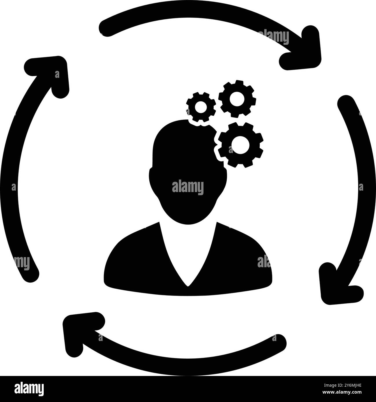 business , creative solution, human brain and settings icon Stock ...