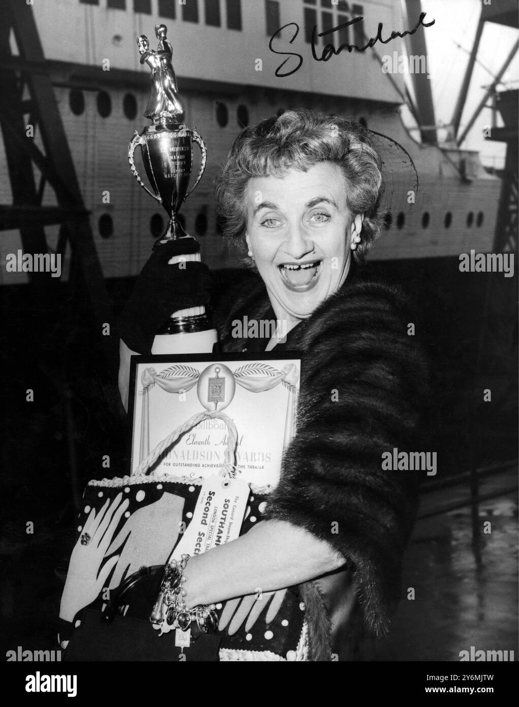 Leaving the Cunard liner Queen Elizabeth at Southampton is actress ...