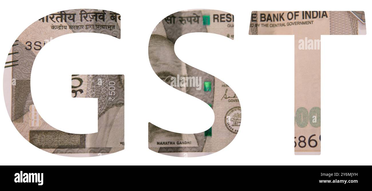 GST letters filled with Indian Rupees. Concept for Indian Goods and ... GST letters filled with Indian Rupees. Concept for Indian Goods and ...