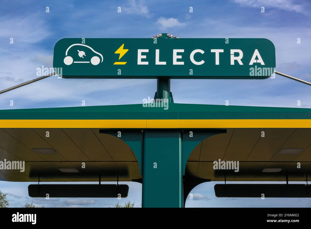 Electric car charging station on a motorway rest area. Electra Stock ...
