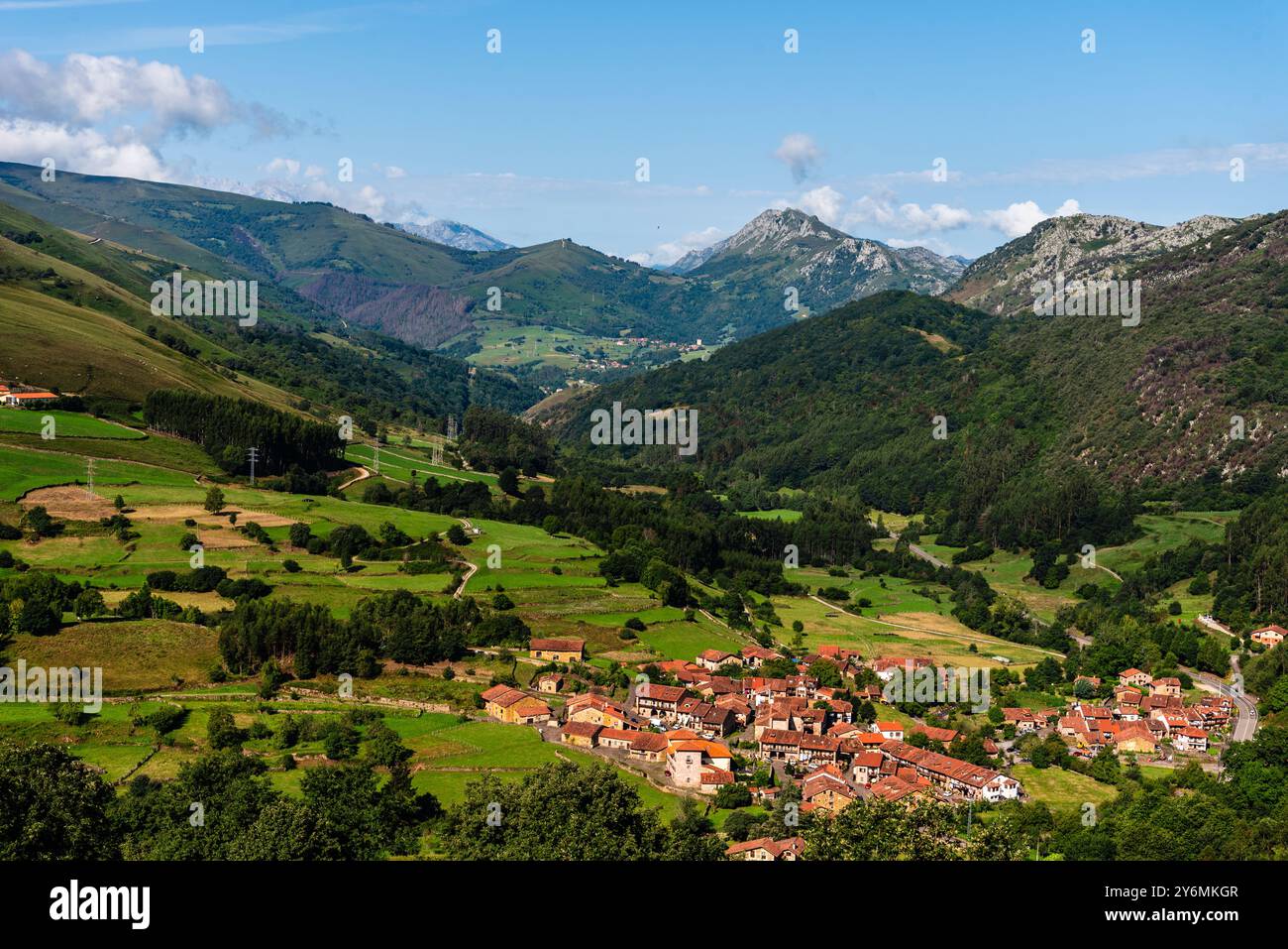 Scenic view of Carmona, a traditional small village in Cantabria. One ...