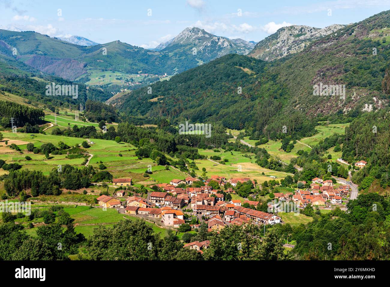 Scenic view of Carmona, a traditional small village in Cantabria. One ...