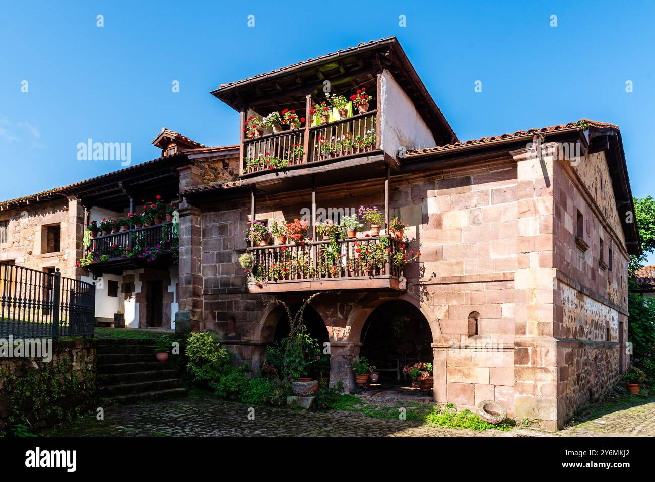 Scenic view of Carmona, a traditional small village in Cantabria. One ...