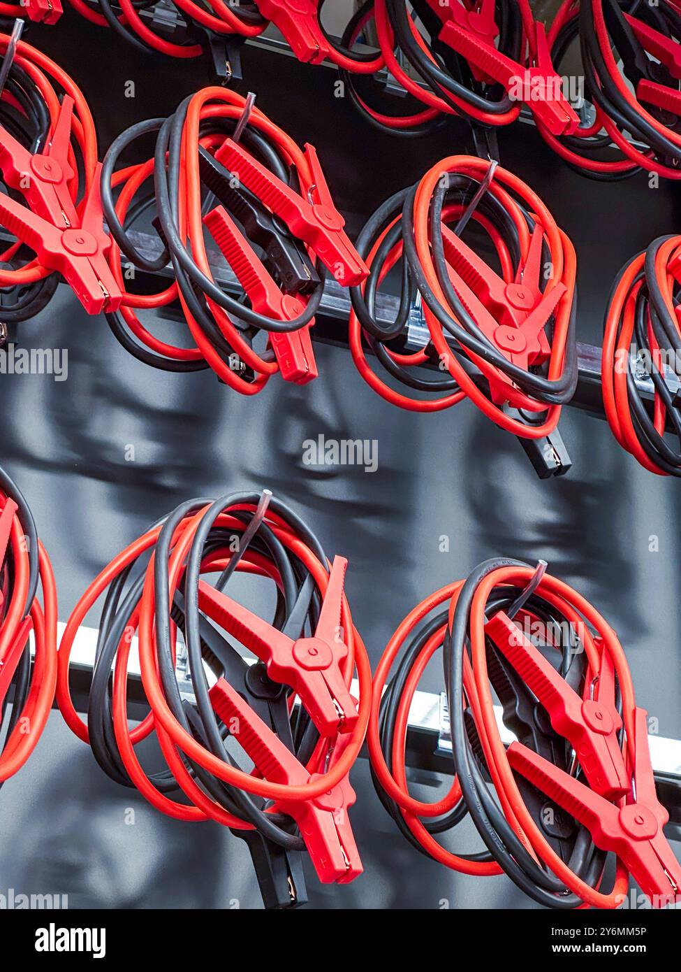 Sale of car starter cables, battery clamps Stock Photo - Alamy