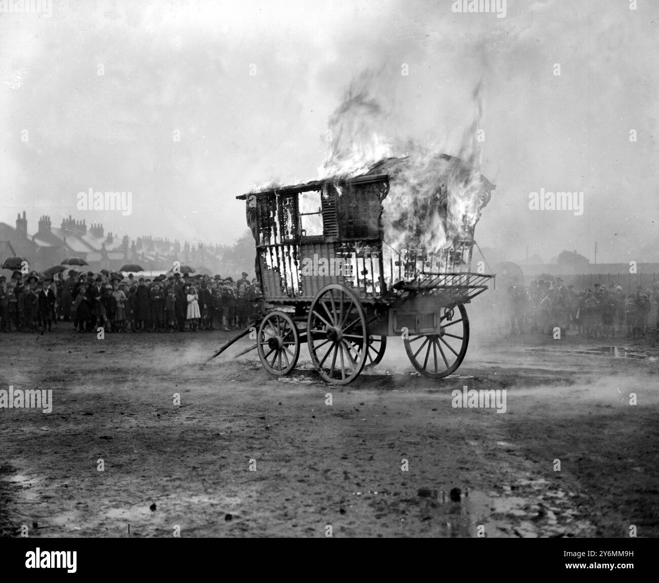 Roma funeral custom - caravan being burned off to the funeral of Mrs ...