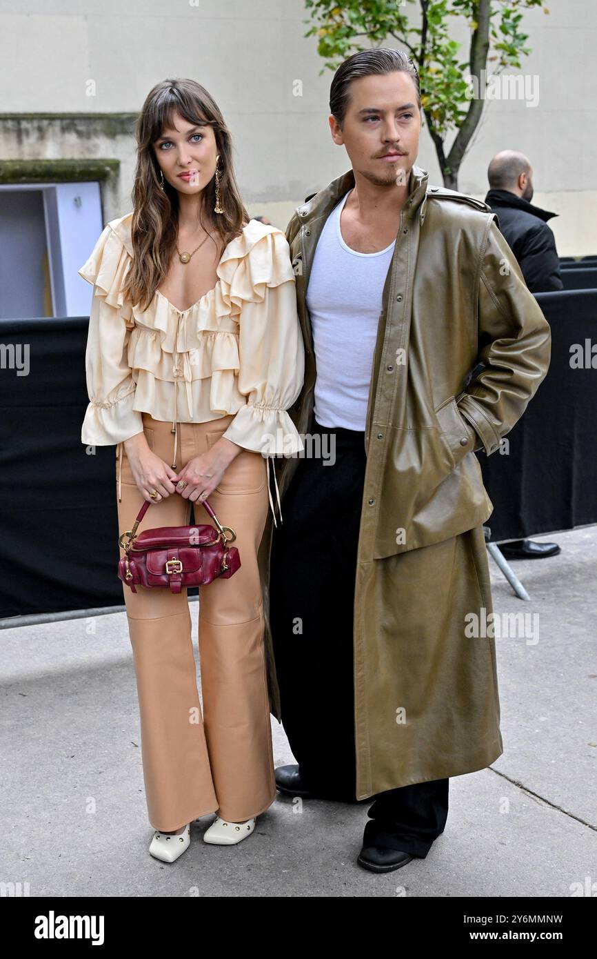 Ari Fournier, Cole Sprouse arriving at the Chloe show during Paris ...