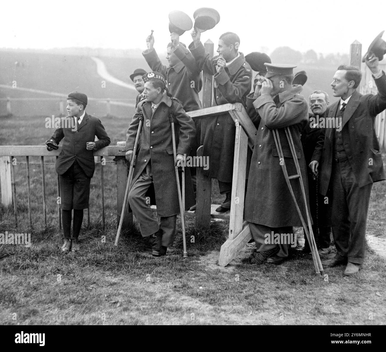 Military relay race at Epsom. Wounded soldiers watching the race. 12 ...