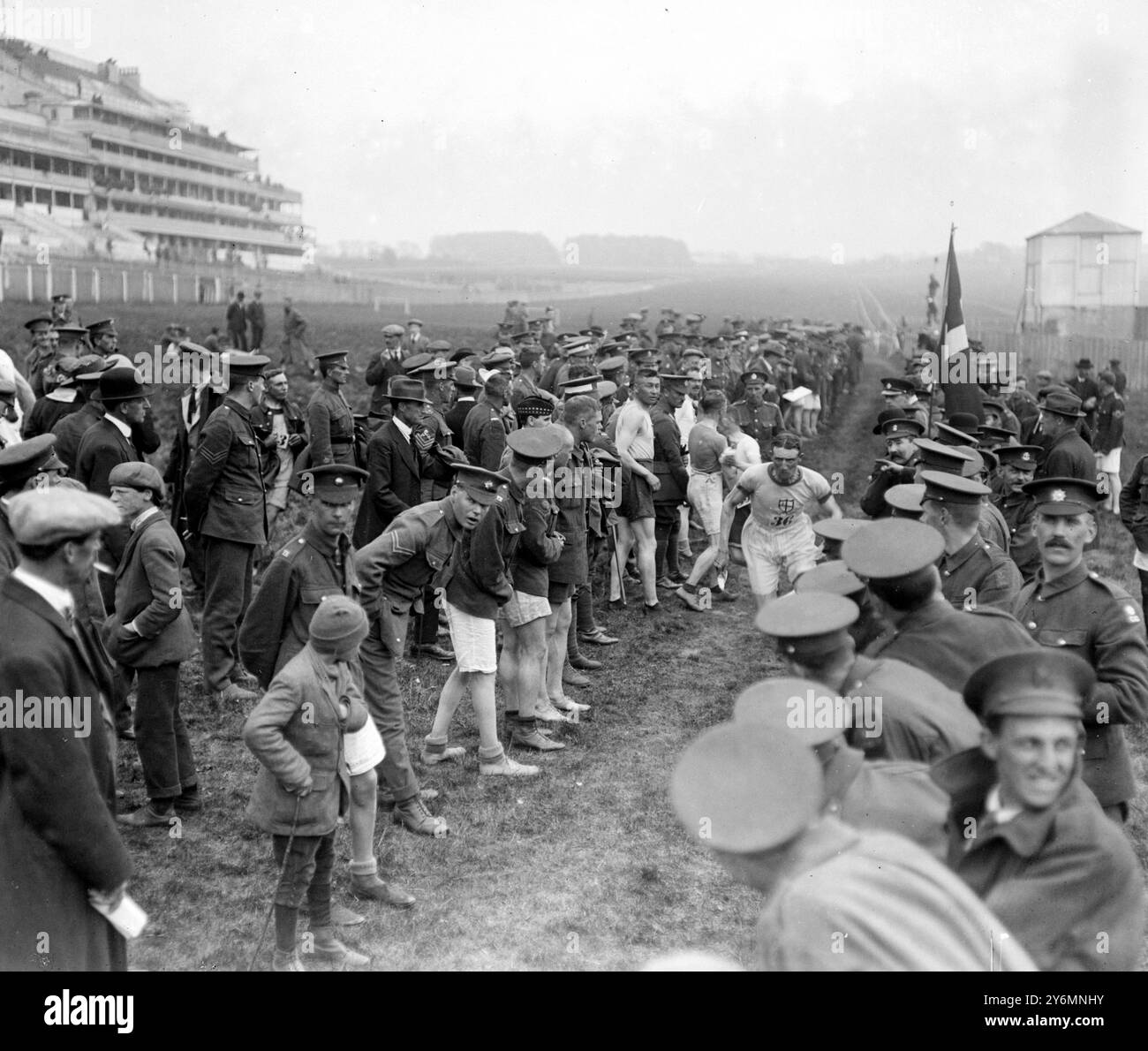 Military relay race at Epsom. 12 May 1917 Stock Photo - Alamy
