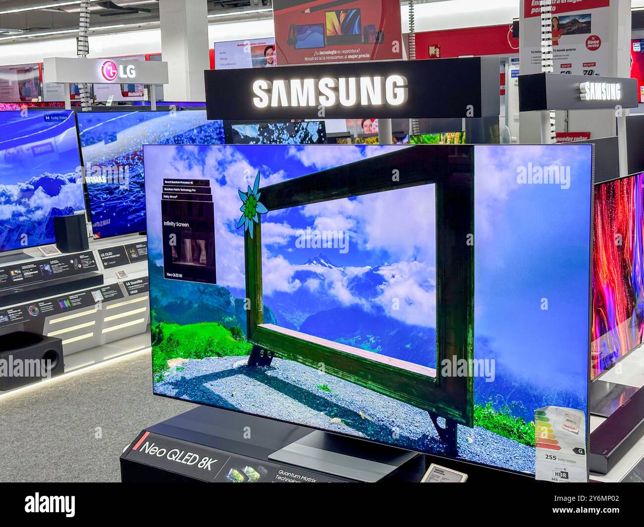 Presentation and sale of television in a supermarket Stock Photo - Alamy