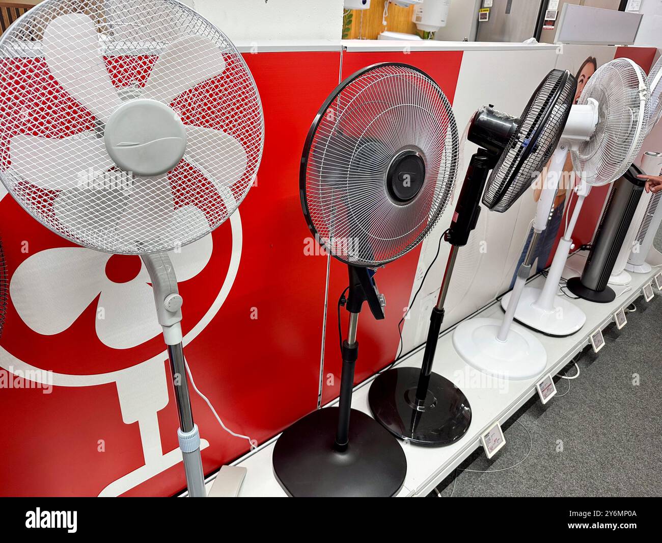 Fan aisle in a supermarket Stock Photo - Alamy