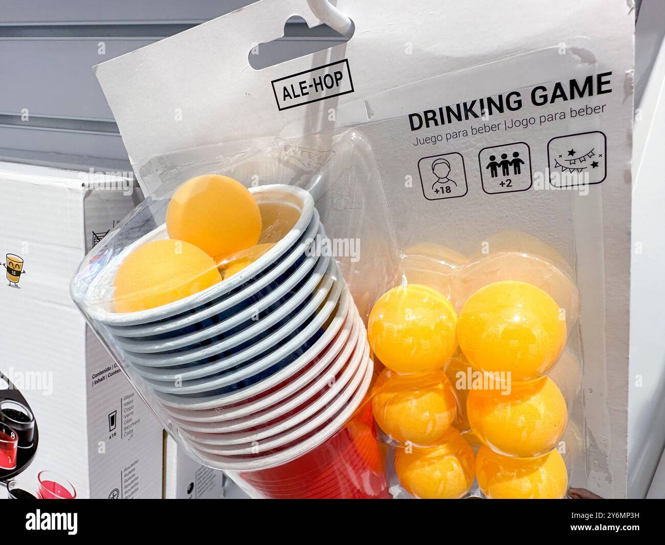 Games with ping-pong ball and cups for playing Beer Pong Stock Photo ...
