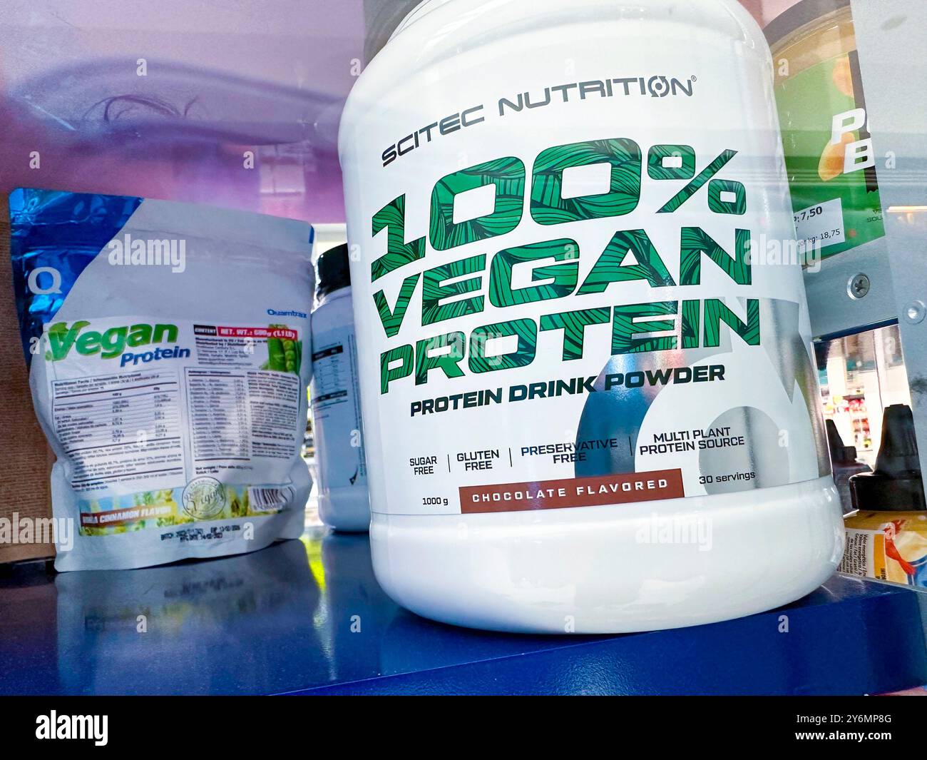 Product for bodybuilding, rich in proteinsand vegan Stock Photo - Alamy