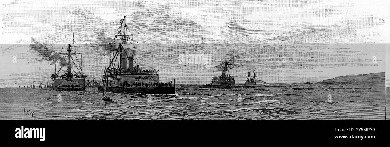 H.M.S. Rodney bringing the capture ships into Falmouth. 31 August 1889 ...