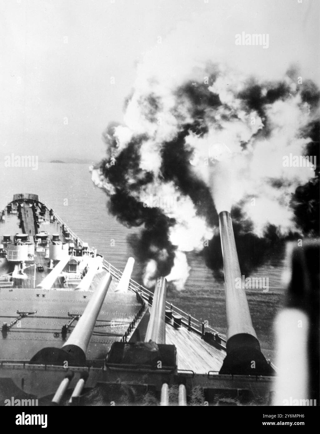 Off Wonsan, North Korea: one of three 16 inch guns on the U.S ...
