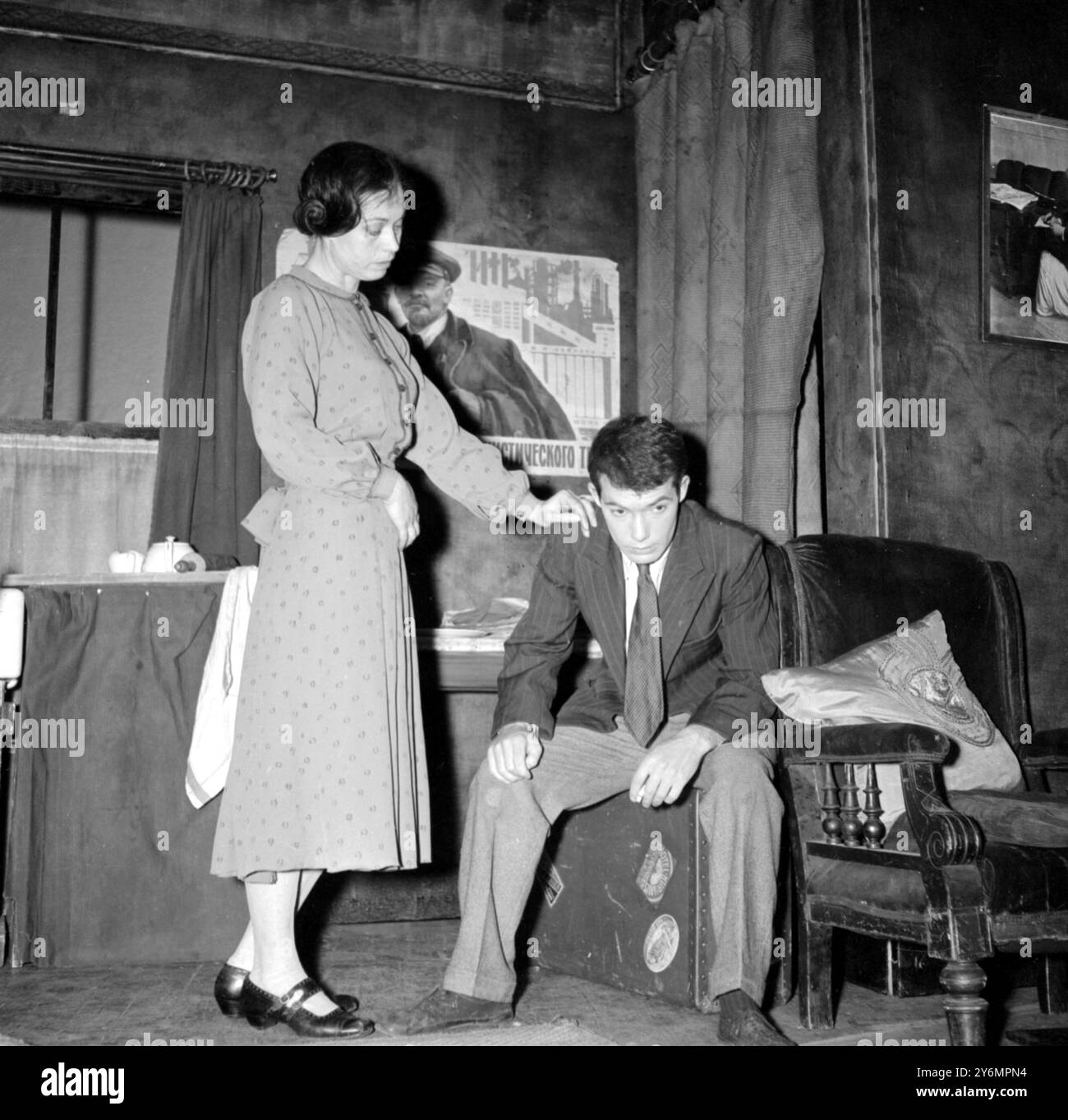 London : a family fight scene during rehearsals at the royal court ...