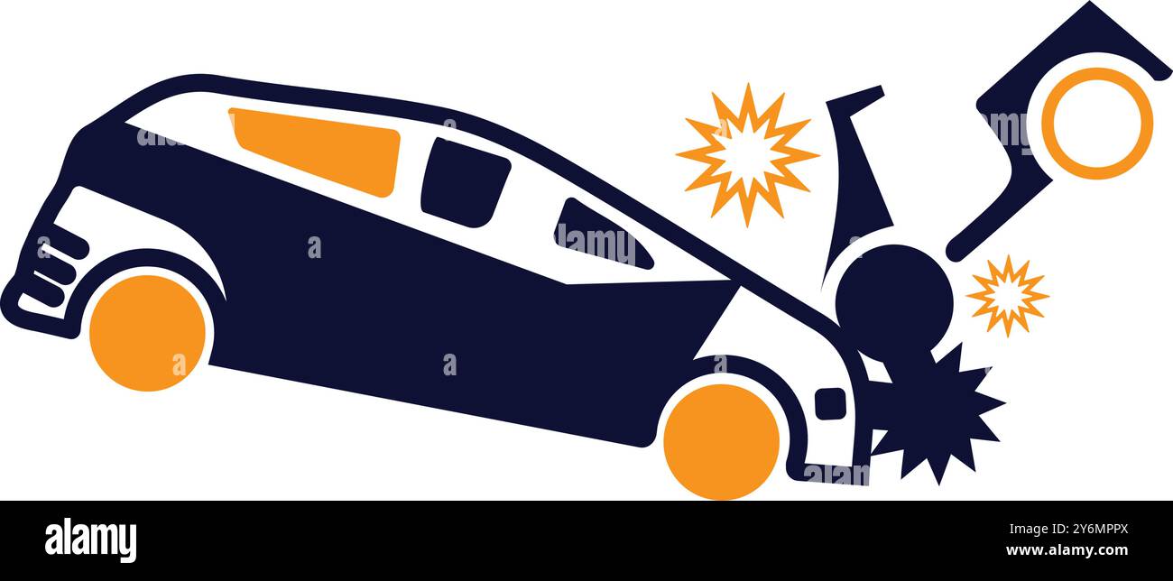 car, accident, man, car knock down a pedestrian icon Stock Vector Image ...