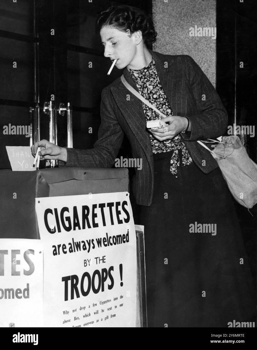 Cigarette collection for troops in WWII Stock Photo - Alamy