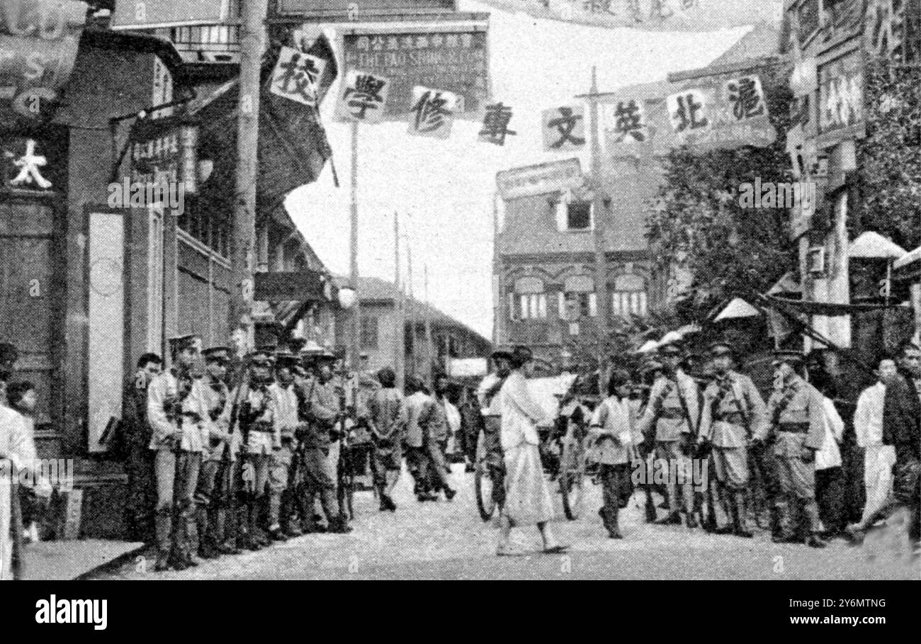 Chinese troops on patrol duty in Shanghai; a typical group of soldiers ...