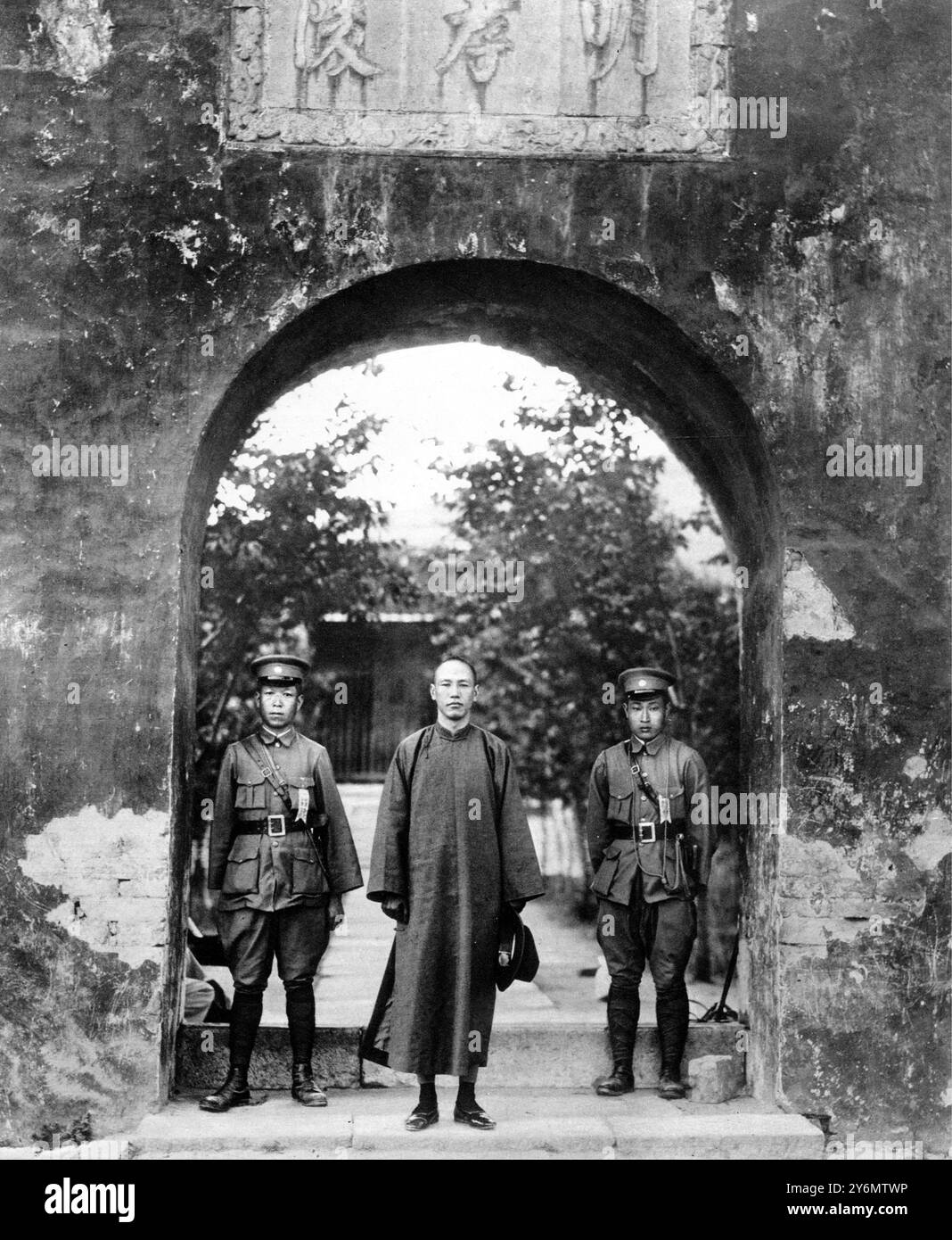 A leader of new china visits old chinese monuments: General Chaiang Kai ...