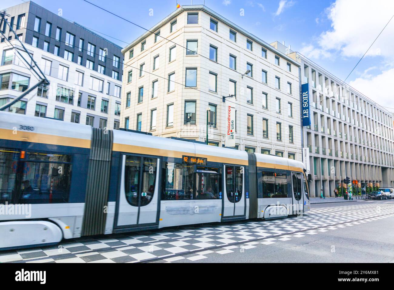 Belgium, Brussels, Rue royale, tramway Stock Photo - Alamy