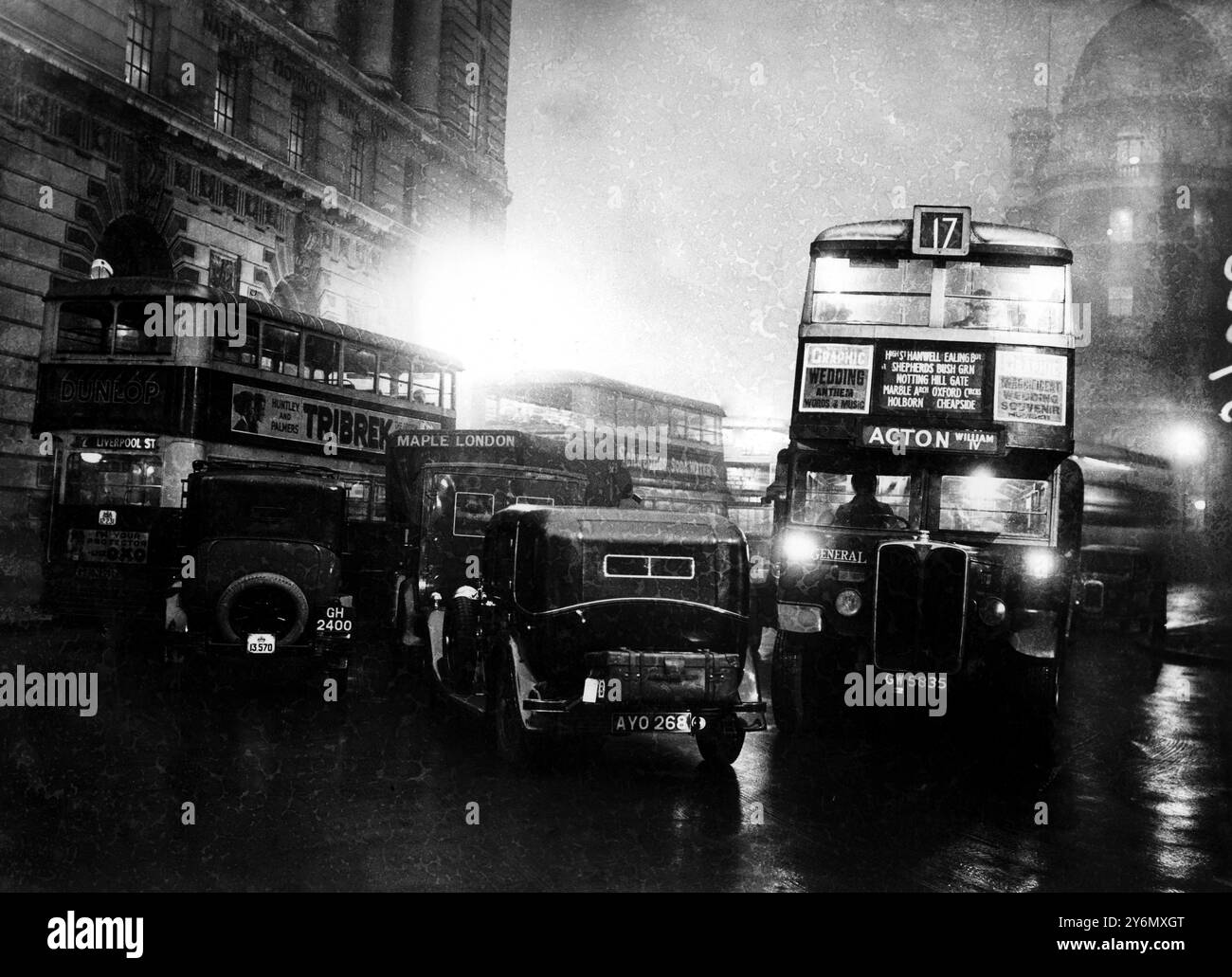 A traffic jam at the Bank during the 10am gloom which transformed day ...