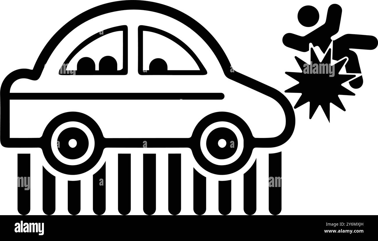 car, accident, man, car knock down a pedestrian icon Stock Vector Image ...