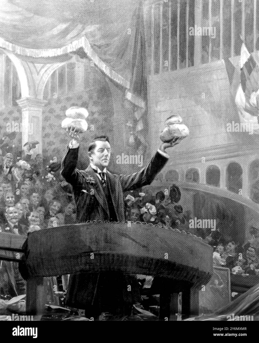 Joseph Chamberlain speaking against free trade at Bingley Hall ...