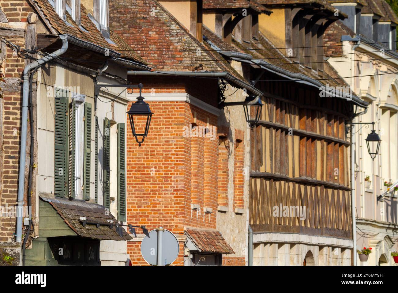 France, Normandy, Eure, Les Andelys, facades of traditional brick ...