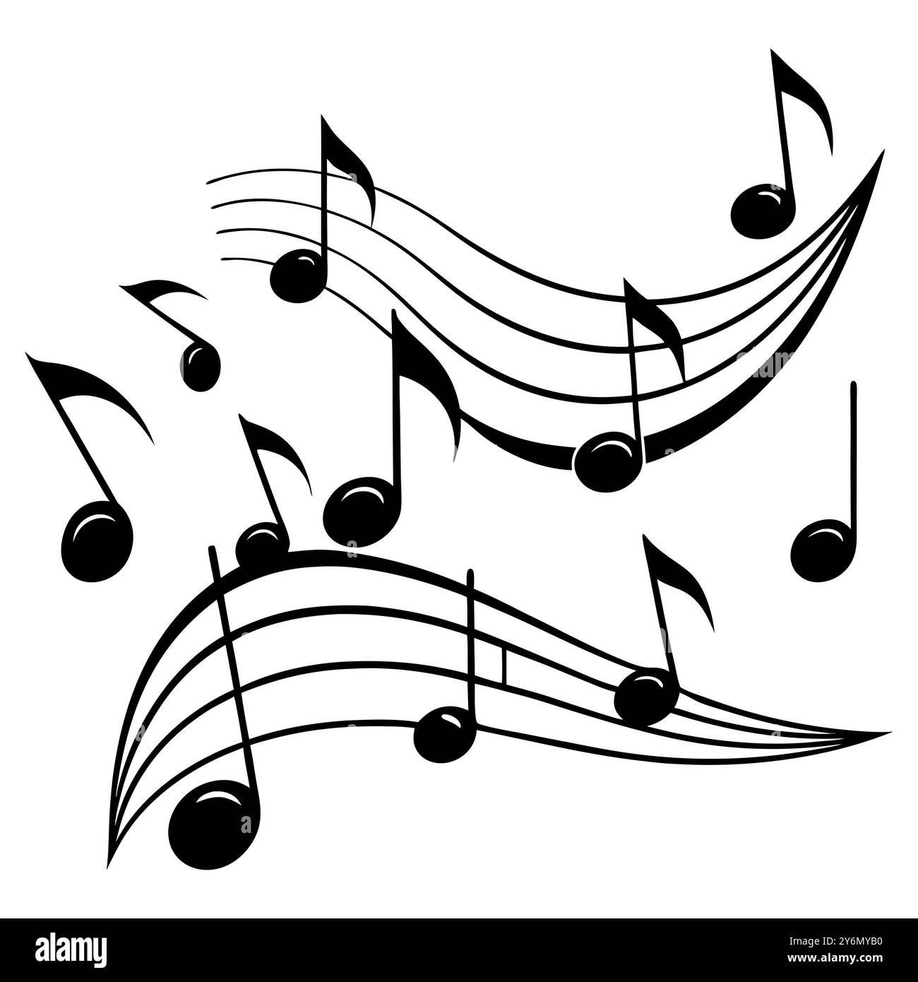 Musical background with notes. Flying music notes. Song notation in ...