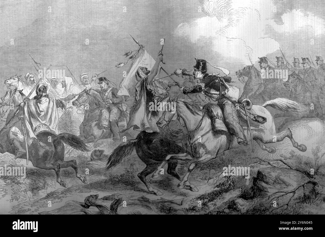 War in Morocco. Conflict between Moorish and Spanish cavalry on 1st ...