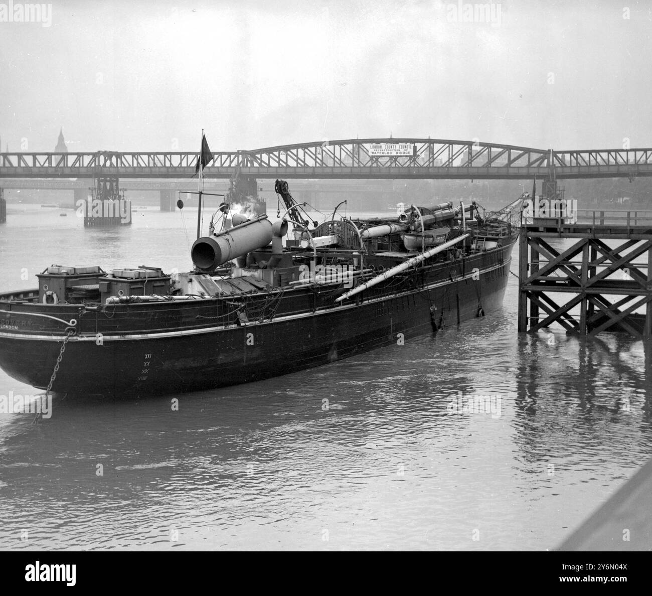 The research ship "Discovery " at her new moorings of the Embankment ...