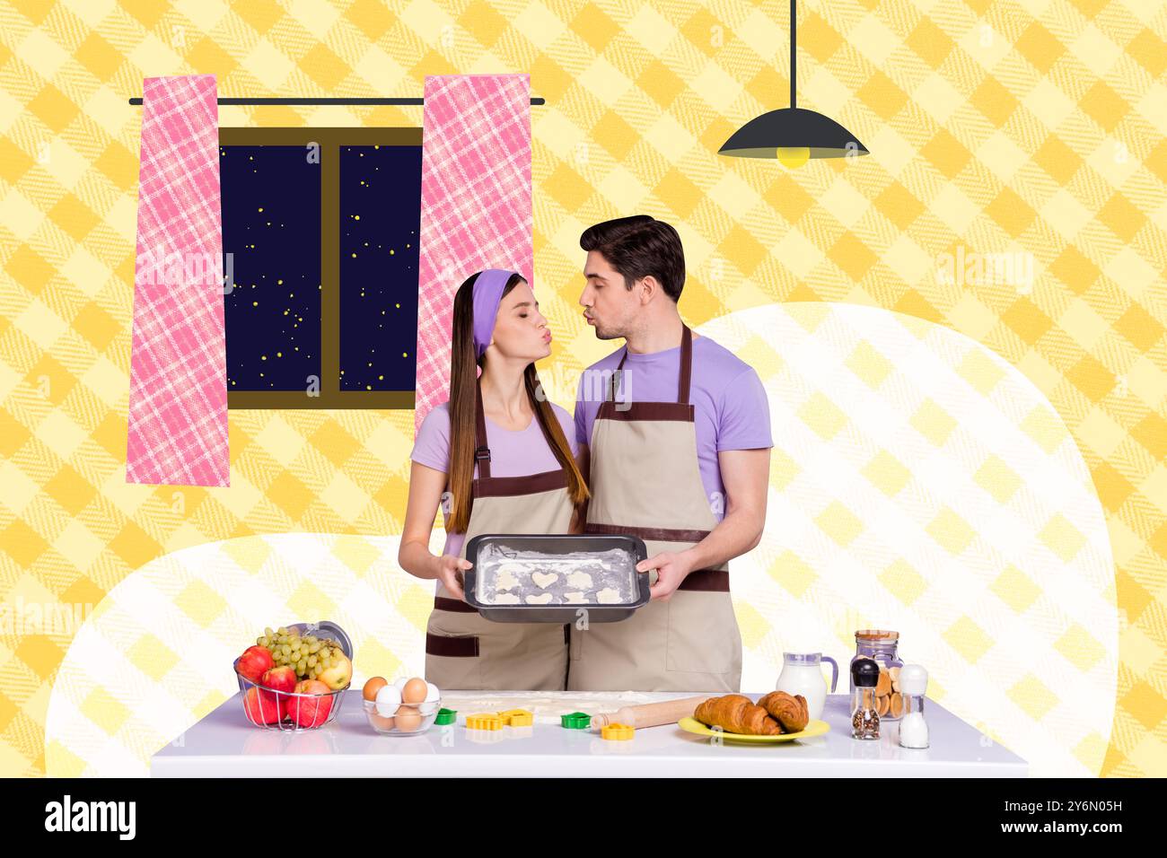 Composite trend artwork sketch image photo collage of cloud sky young ...