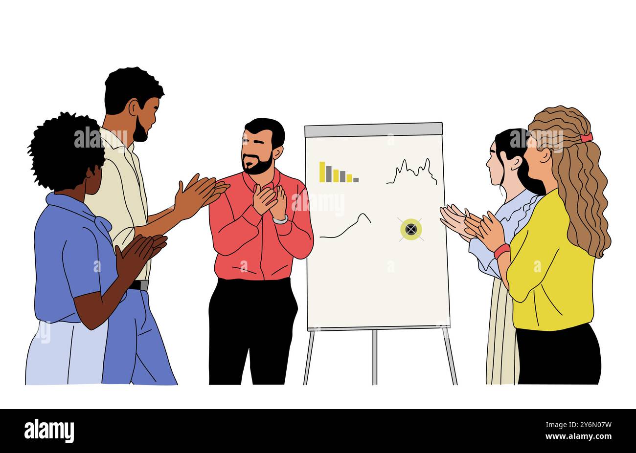 Team members clap hands on presentation, meeting Stock Vector Image ...
