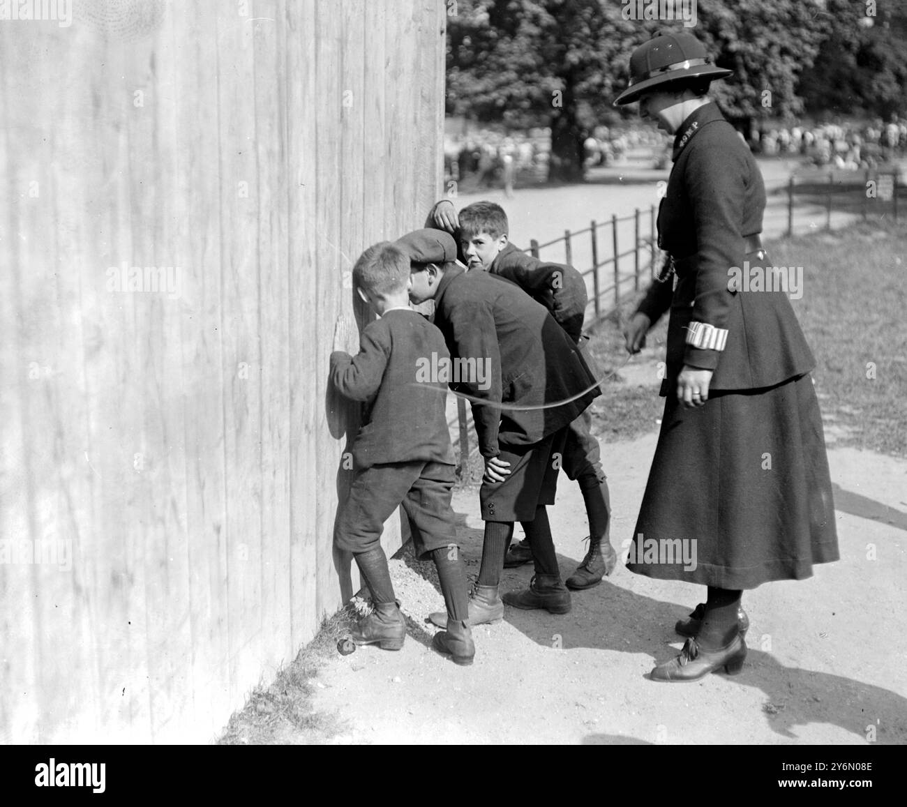 London. The Modern Peeping Tom. A corner of the serpentine has been ...