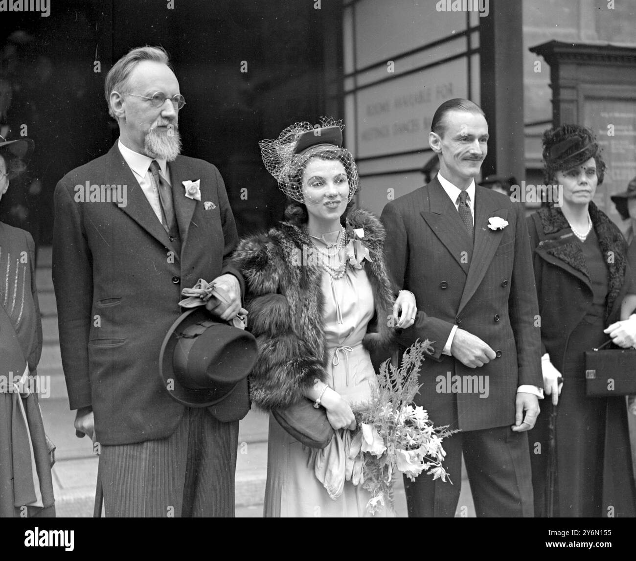 Lord Dunsany with his son Hon R.A.H. Plunkett and Mrs Vera Bryce, after ...